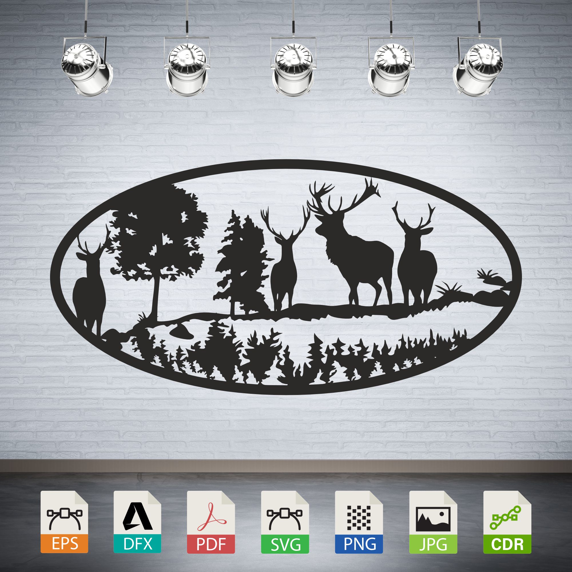 Elk Forest Scene Vector CNC