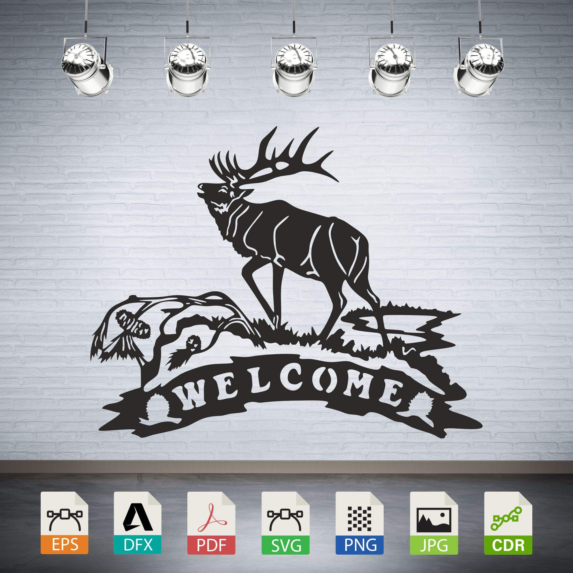 Elk Welcome Sign Vector CNC